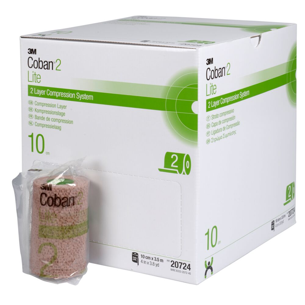 Kompressionsbind, Coban 2 Lite, 3,5m x 10cm, lag 2, latexfri, usteril