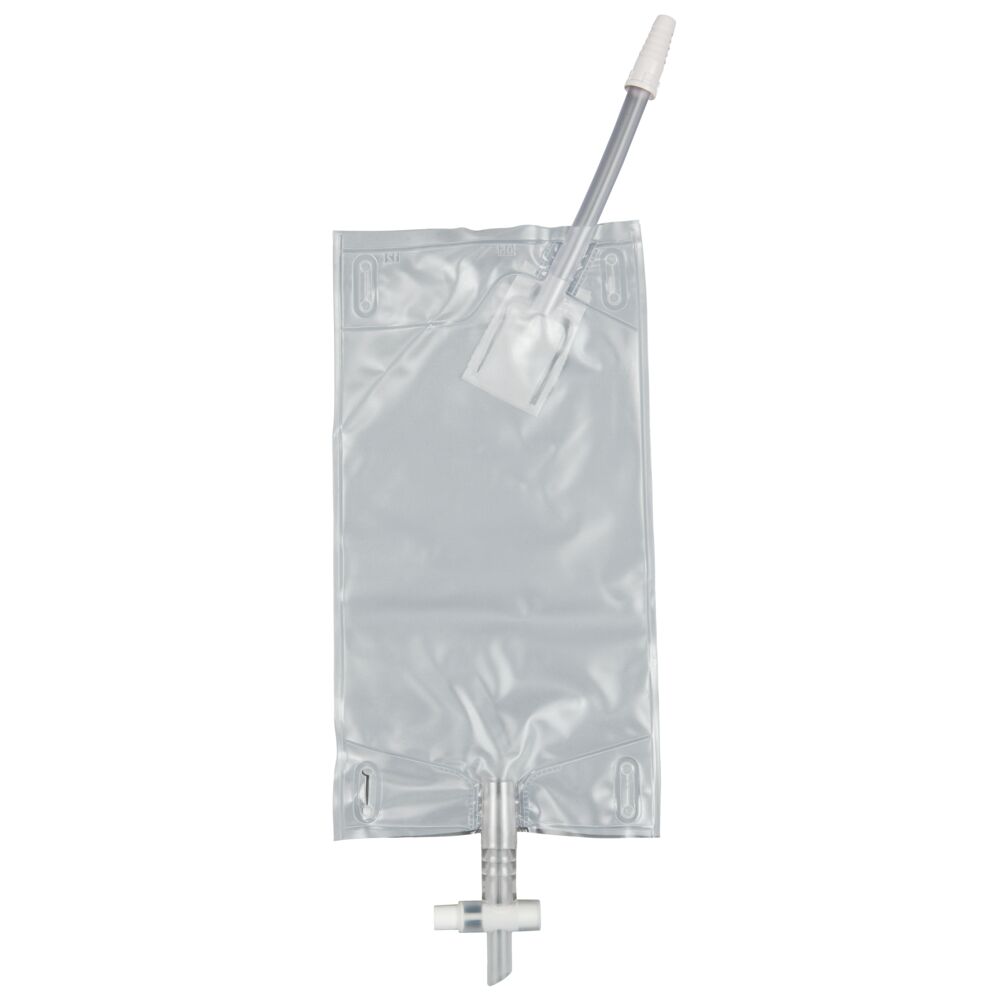 Urinpose, benpose, Unomedical, 10cm, 600 ml, etkammer, CV/NRV, CI